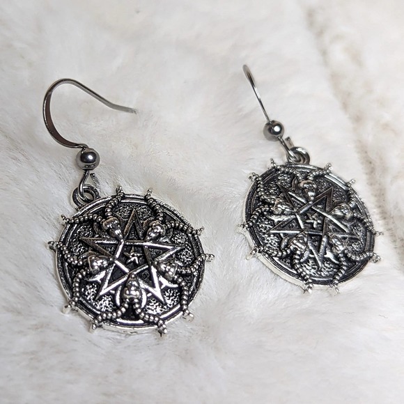 Handmade | Jewelry | Pentagram Satanic Baphomet Charm Earrings | Poshmark